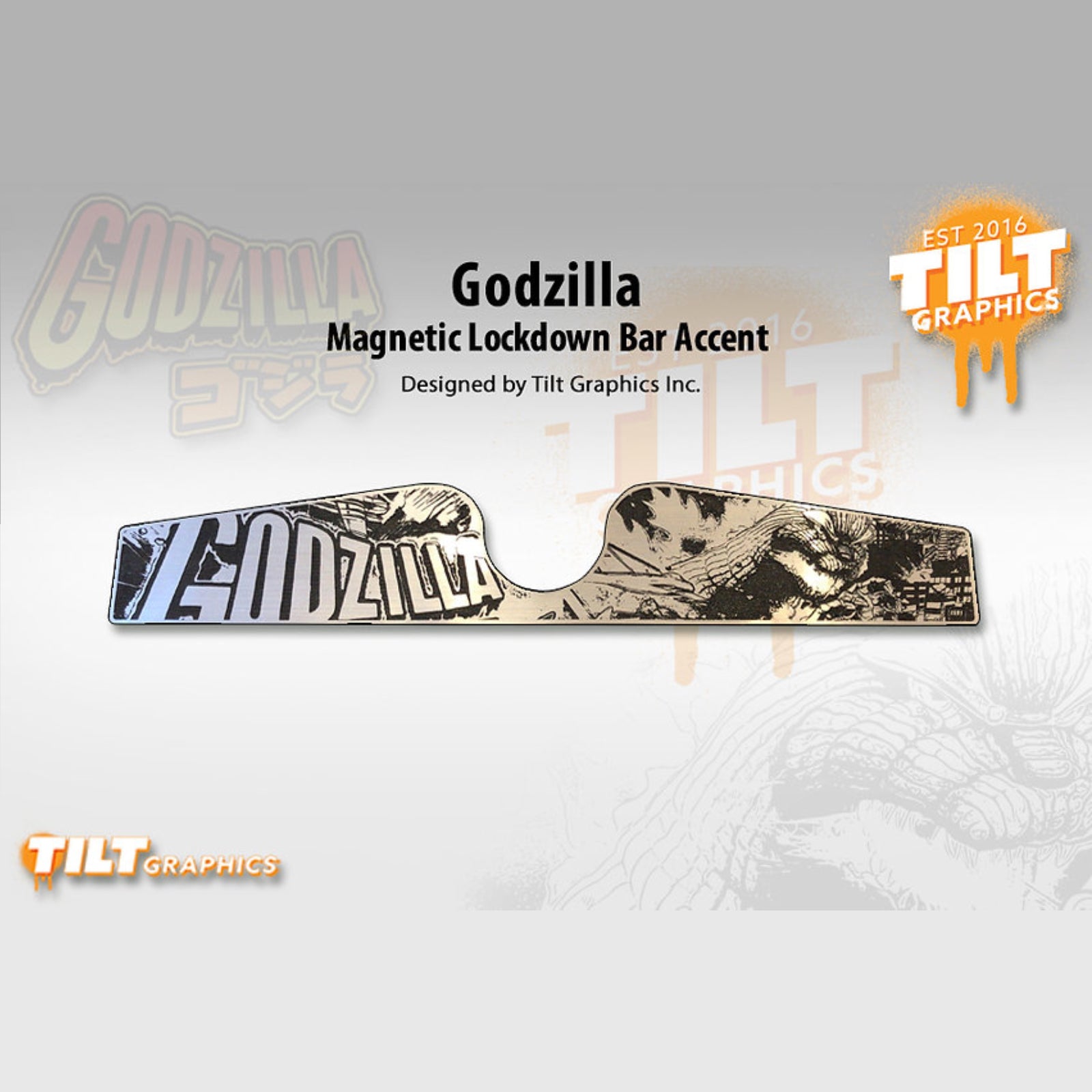 GODZILLA Magnetic Lockdown Bar Accent by Tilt Graphics! Black & Silver