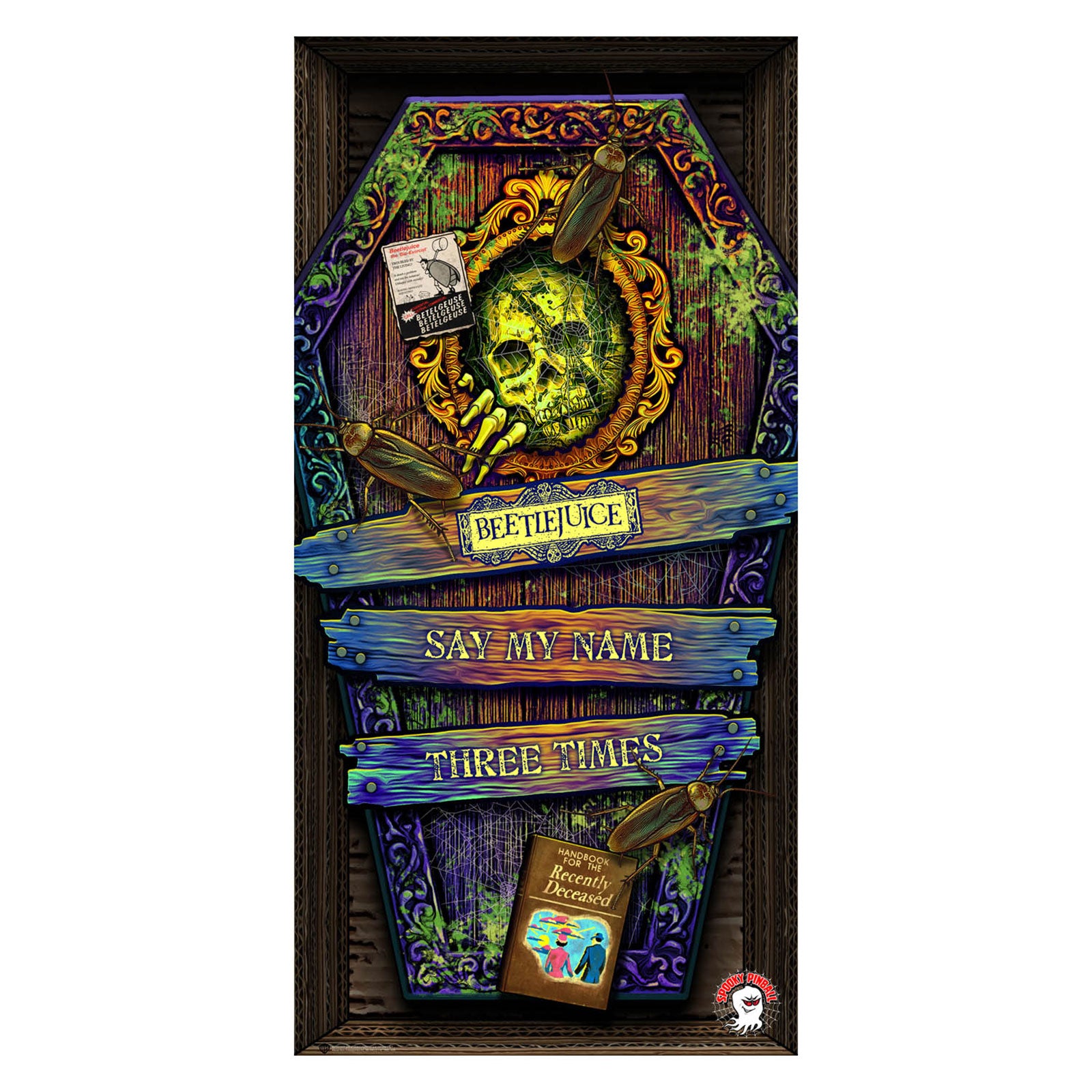 Officially Licensed Spooky BEETLEJUICE Pinball Glass Dust Cover